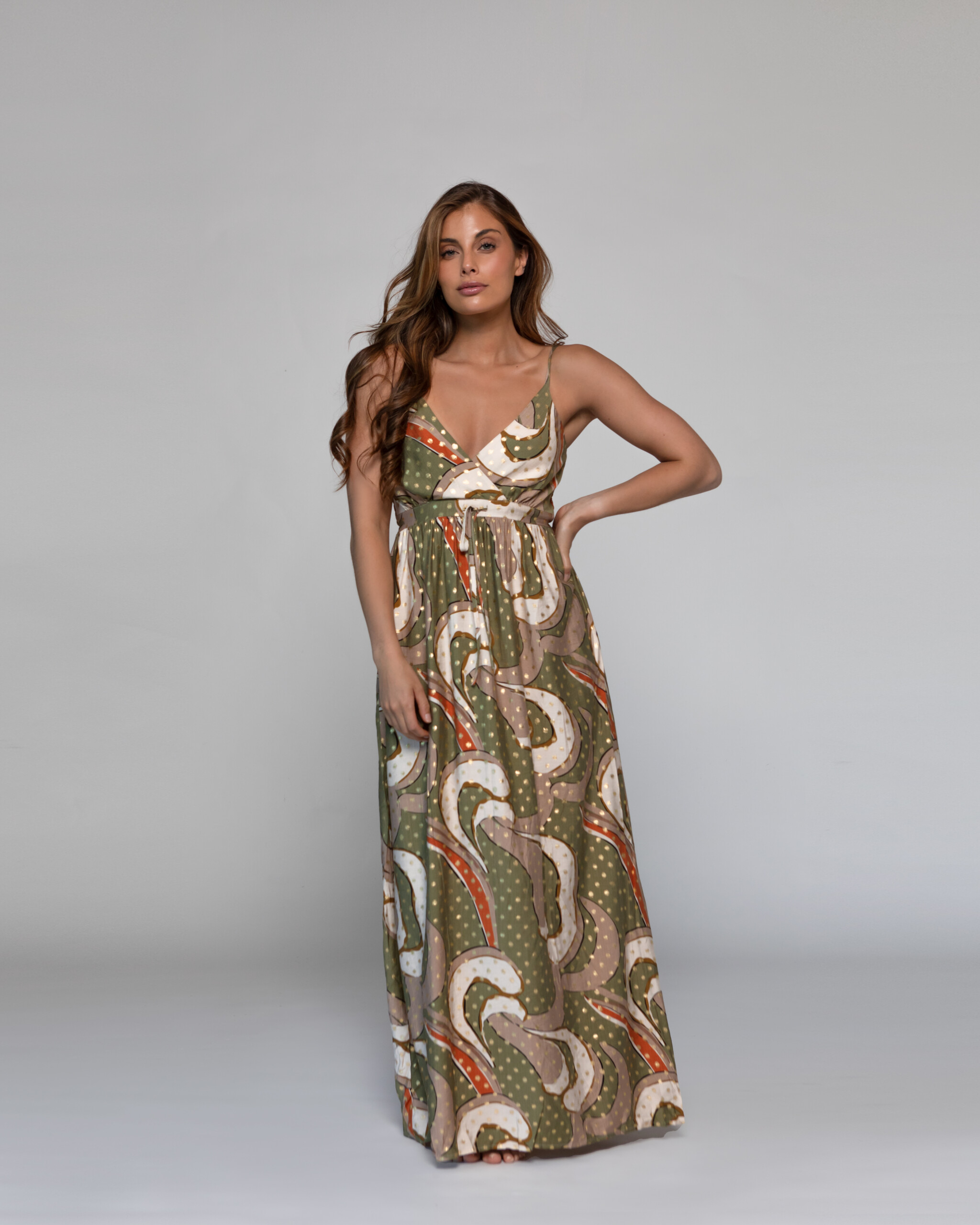 VESTIDO LARGO ESTAMPADO VERDE – Emporio Garcia