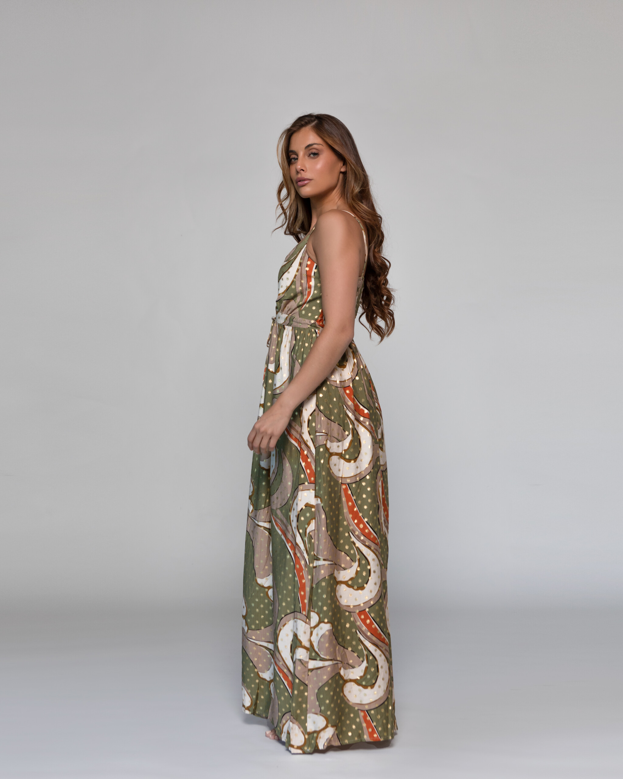VESTIDO LARGO ESTAMPADO VERDE – Emporio Garcia